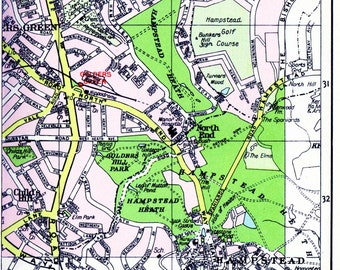 Vintage LONDON Street Map of Wanstead Cranbrook Park Double | Etsy