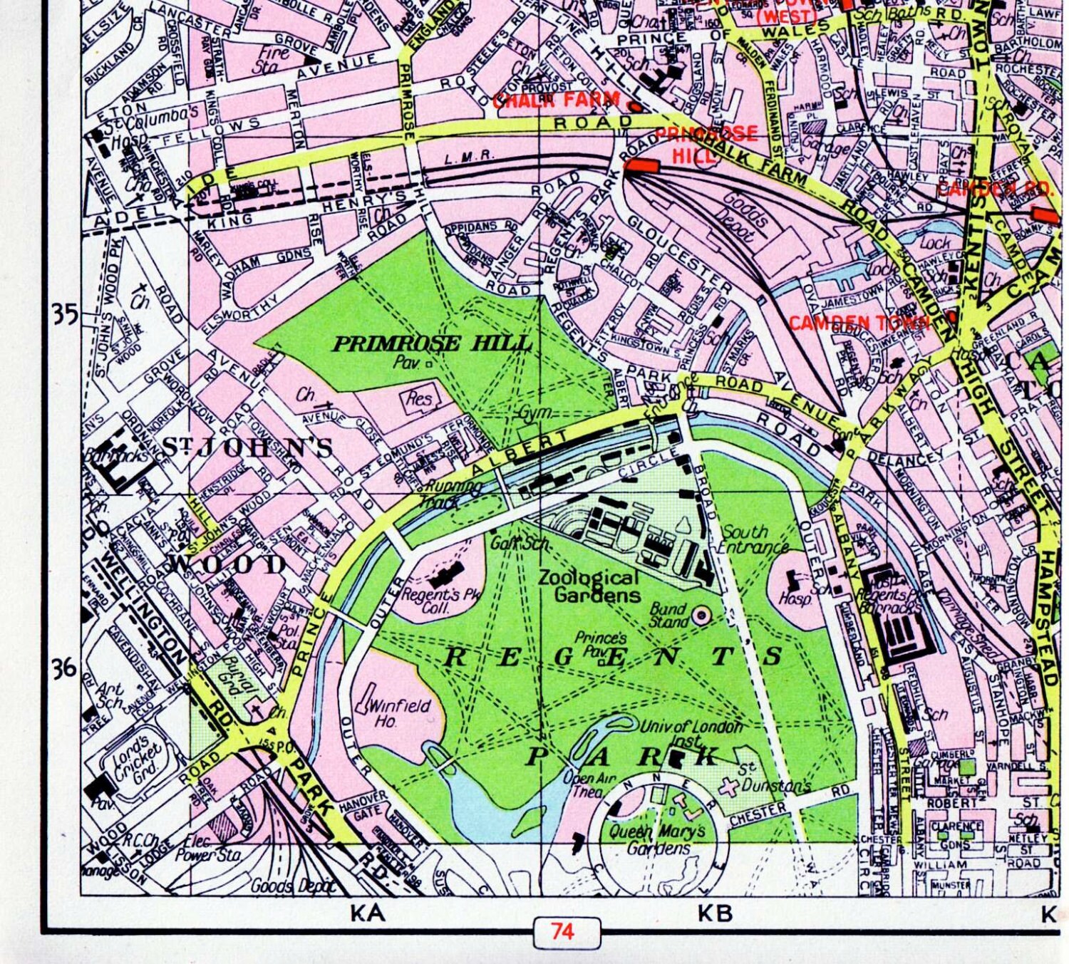 Vintage LONDON Street Map of Regents Park St John's Wood | Etsy