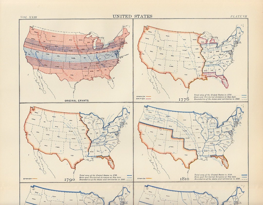 United States Historical Maps Double Page 1888 US Antique - Etsy