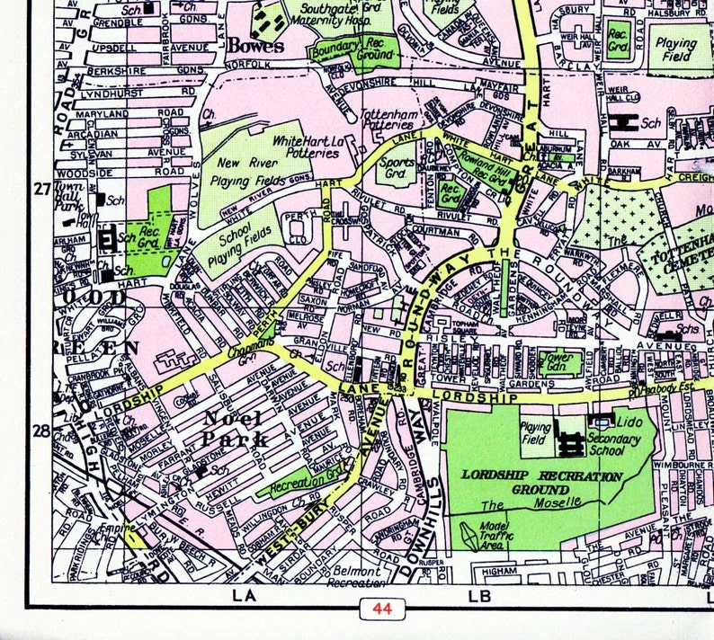 Vintage LONDON Street Map of Tottenham Double Page 1960s | Etsy