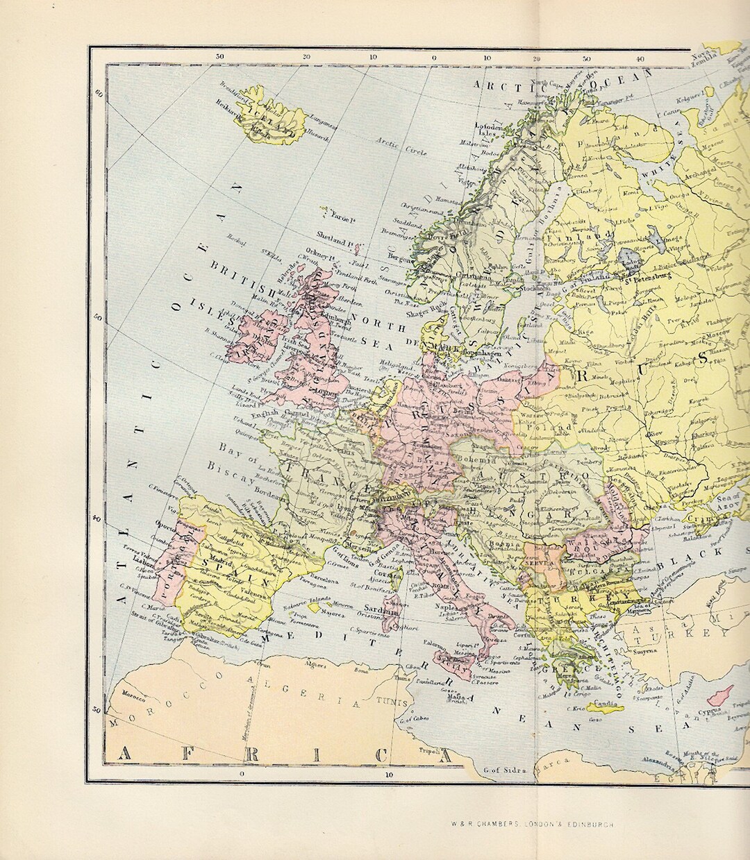 1880s Map of Europe 140 Years Old Antique Map of European - Etsy