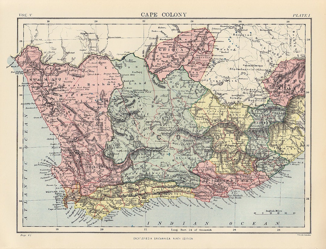 Antique Map of Cape Colony Old Map of South Africa 1876 - Etsy Ireland
