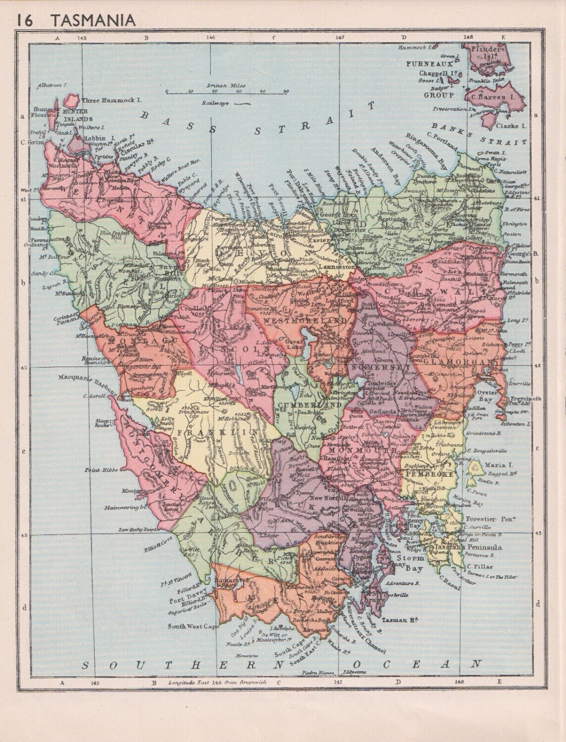 1930s Tasmania Map Antique Tasmanian Map for Hosted Home - Etsy Australia