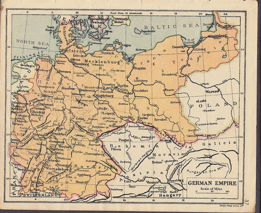 Antique GERMAN EMPIRE Map Circa 1910s Germany Map From - Etsy