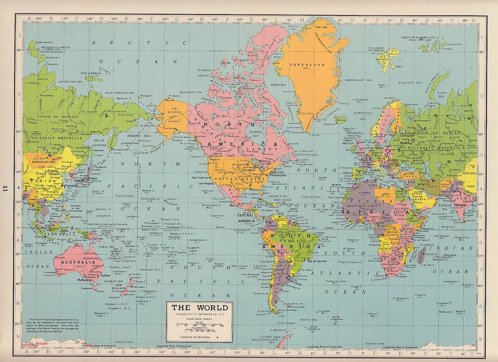 Colourful World Map 1950s Vintage World Travel Map Travel - Etsy