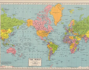 Vintage World Map Wall Art - Etsy Australia