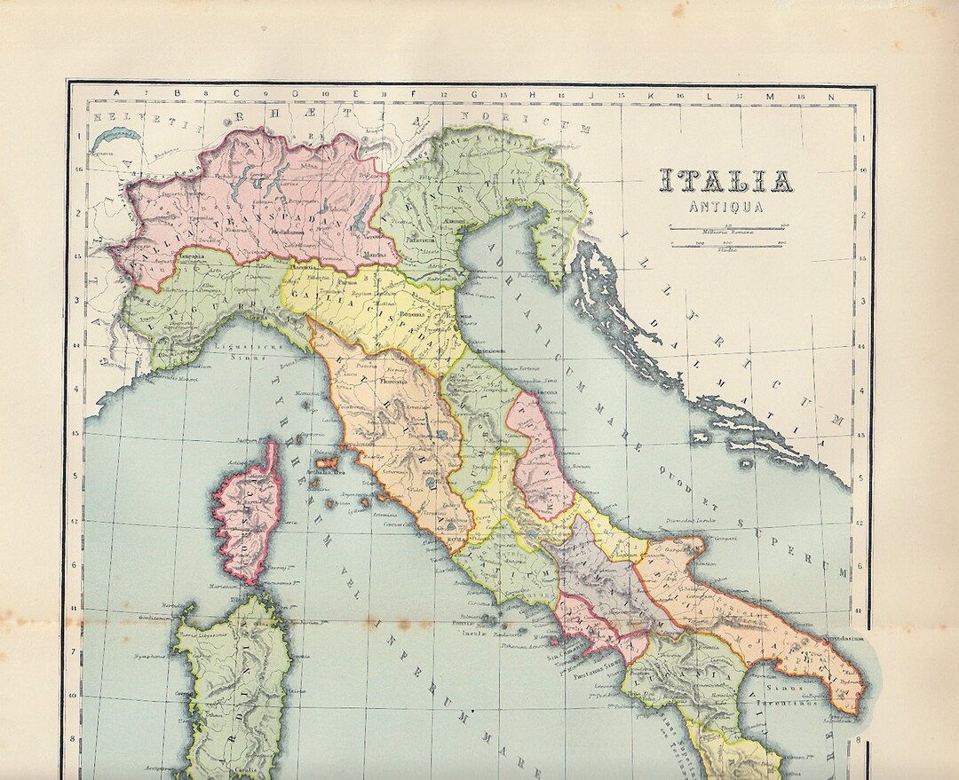 1920s Map of Ancient Italy, 100 Years Old Antique Map of Italia Antiqua ...