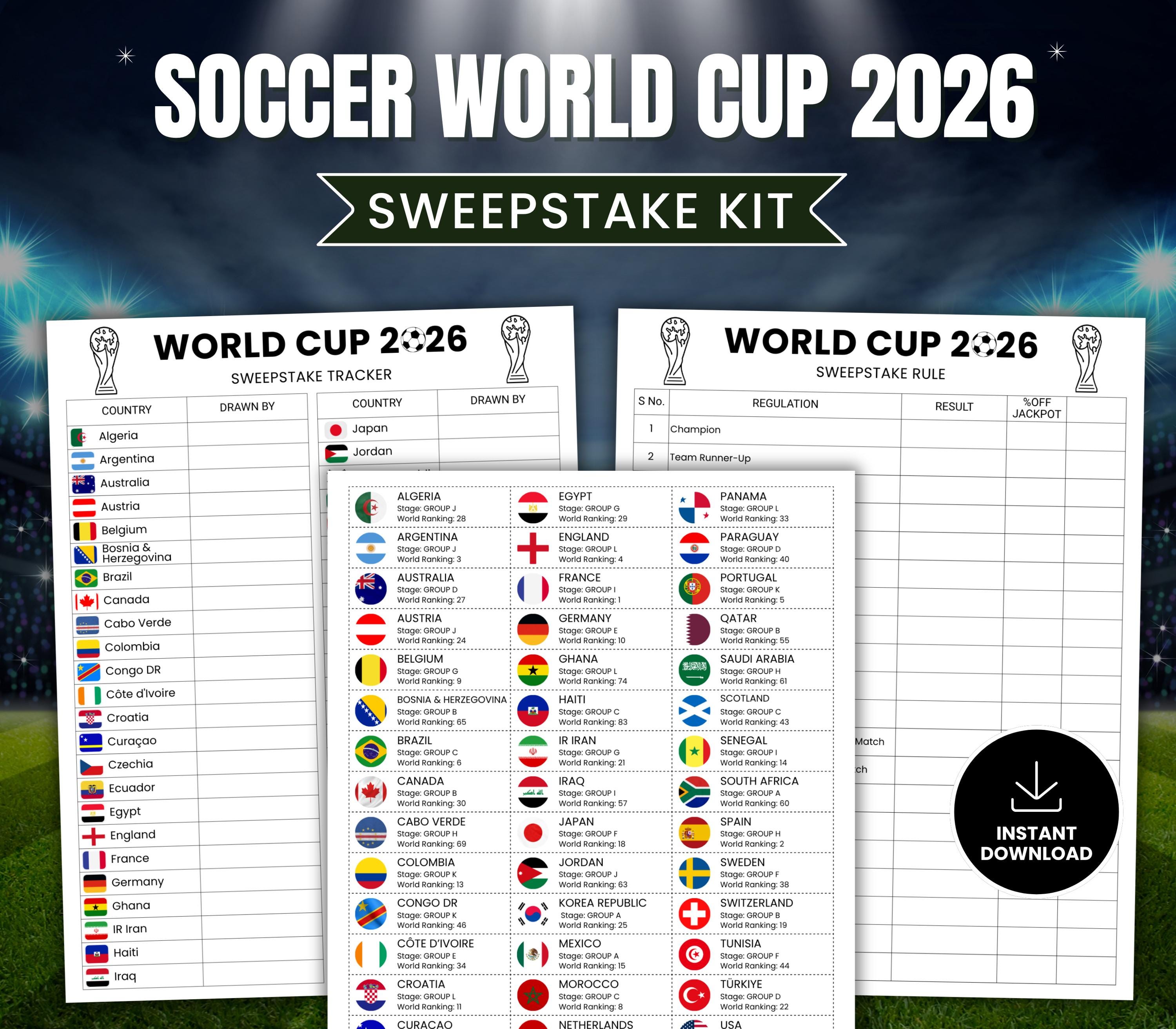 Soccer World Cup 2026 Sweepstake Kit, World Cup, Printable Football ...