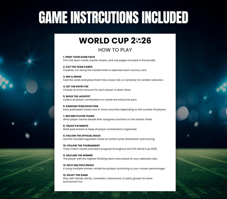 Soccer World Cup 2026 Sweepstake Kit, World Cup, Printable Football ...