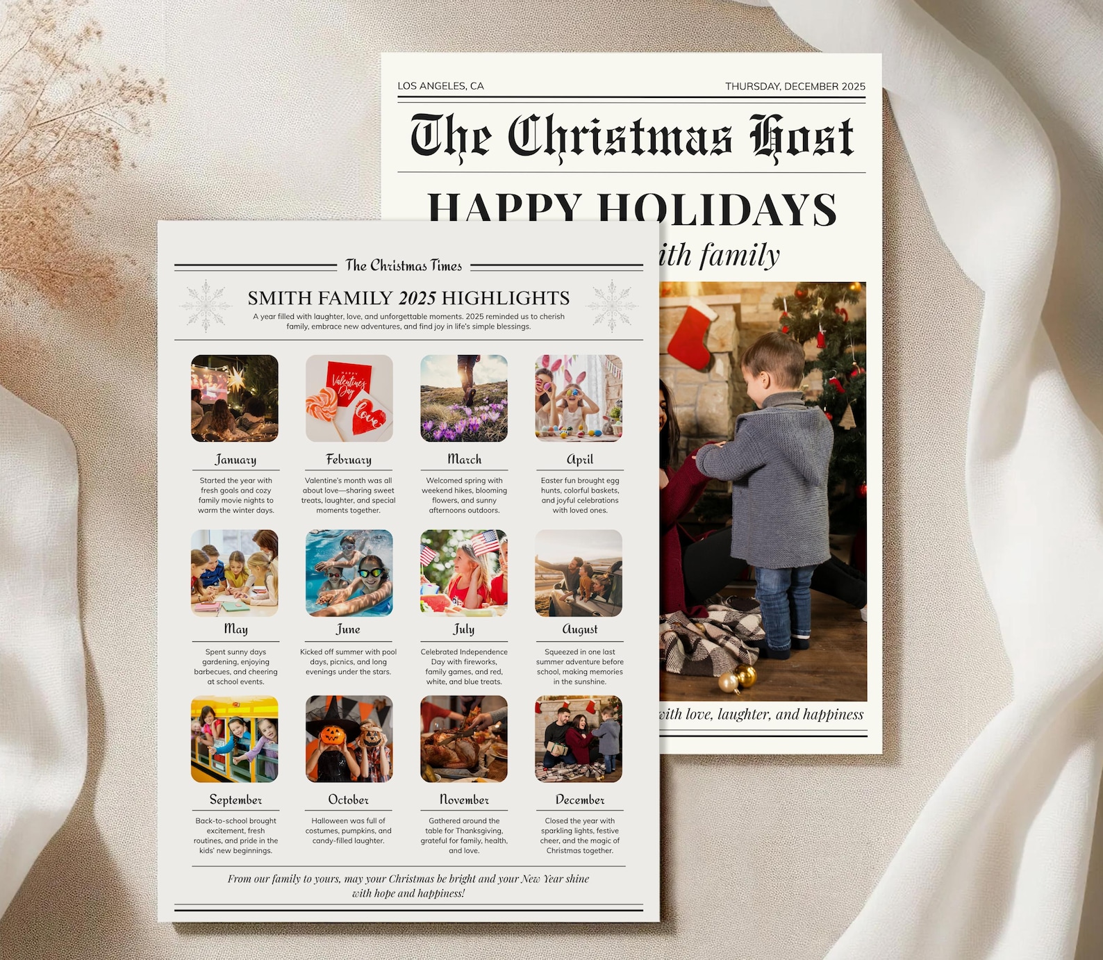 Christmas Card Newspaper Template, Year in Review Christmas Card, What ...