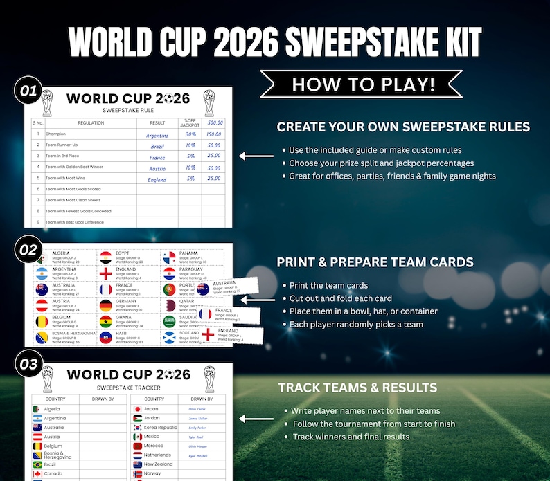 Soccer World Cup 2026 Sweepstake Kit, World Cup, Printable Football ...