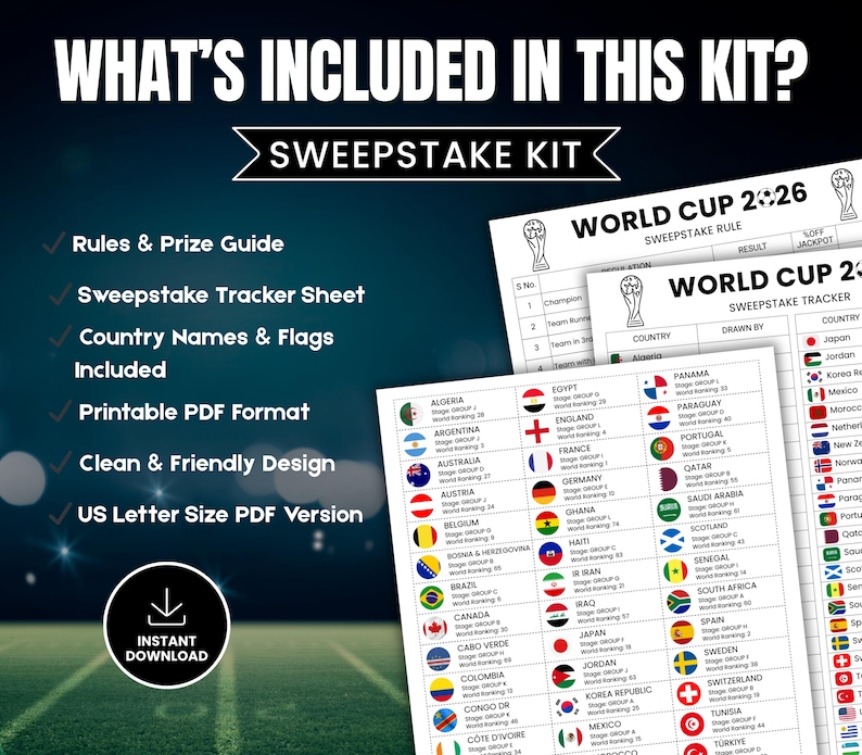 Soccer World Cup 2026 Sweepstake Kit, World Cup, Printable Football ...