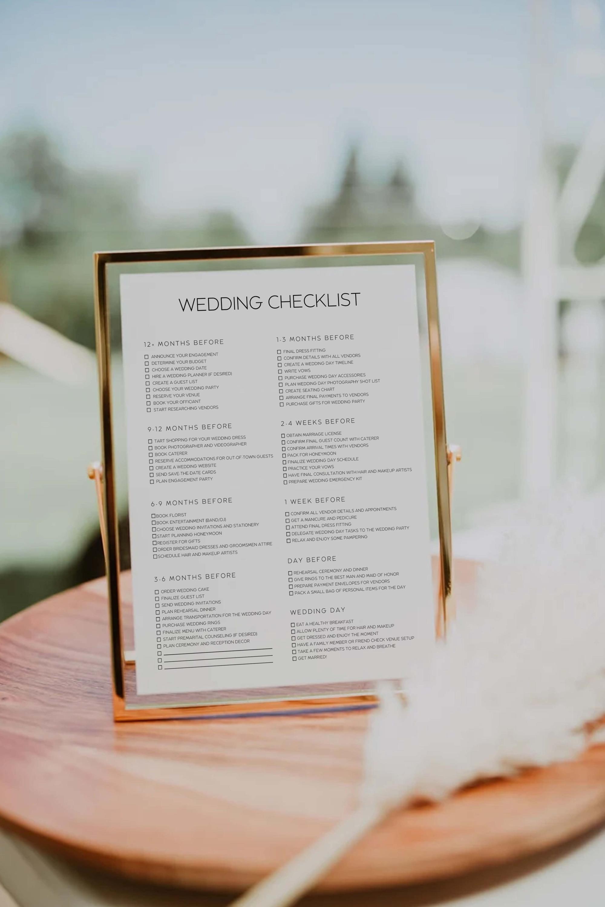 Editable Wedding Checklist Printable Wedding Planning Checklist Wedding ...
