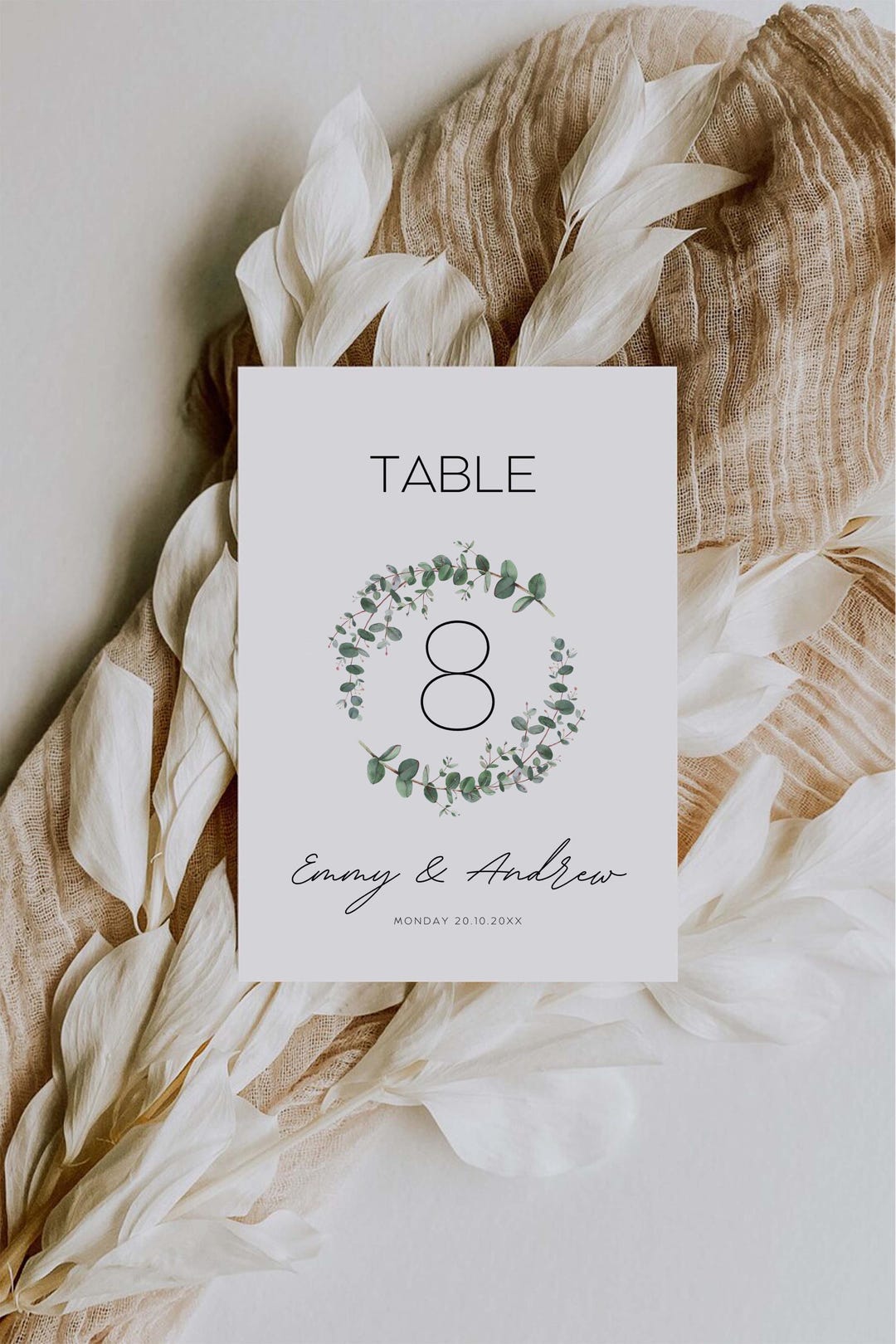 Wedding Table Numbers, Eucalyptus Table Numbers, Printable Greenery ...