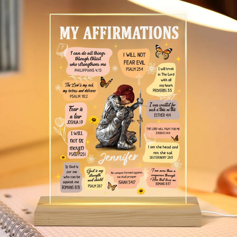 Personalized Woman Warrior of God Night Light, Affirmation LED Sign, I ...