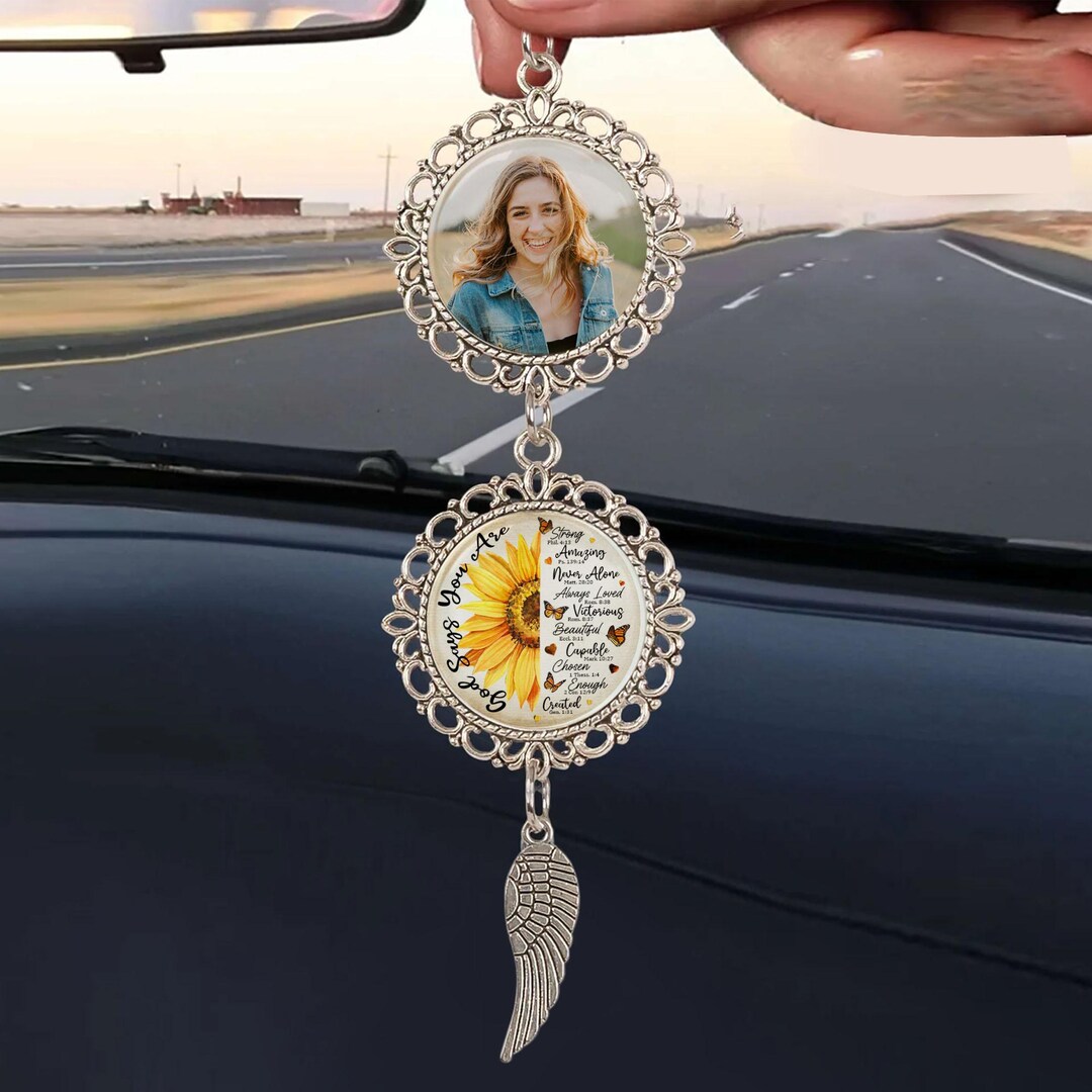 Personalized Photo Car Charm, God Says You Are Strong Amazing Never ...