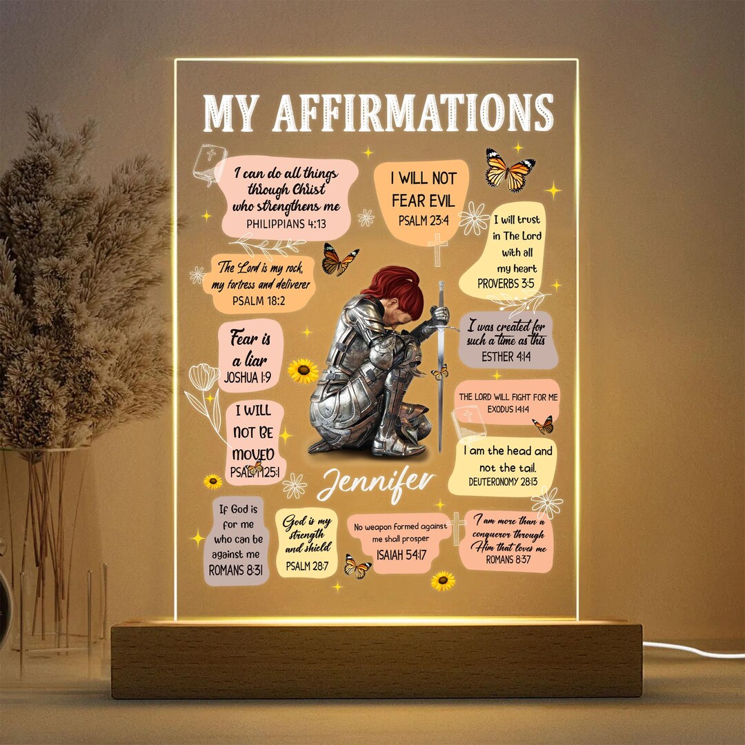 Personalized Woman Warrior of God Night Light, Affirmation LED Sign, I ...
