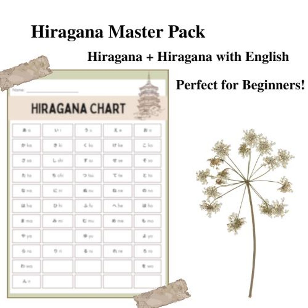 Hiragana Master Pack | Hiragana Chart Printable Bundle | Hiragana Only + Romaji Chart | Japanese ...