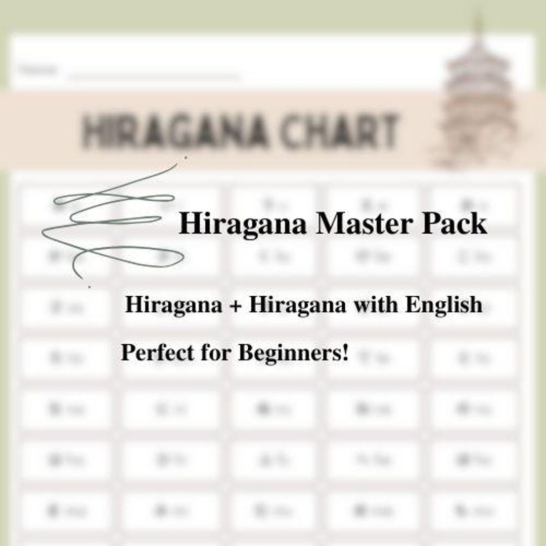 Hiragana Master Pack | Hiragana Chart Printable Bundle | Hiragana Only + Romaji Chart | Japanese ...