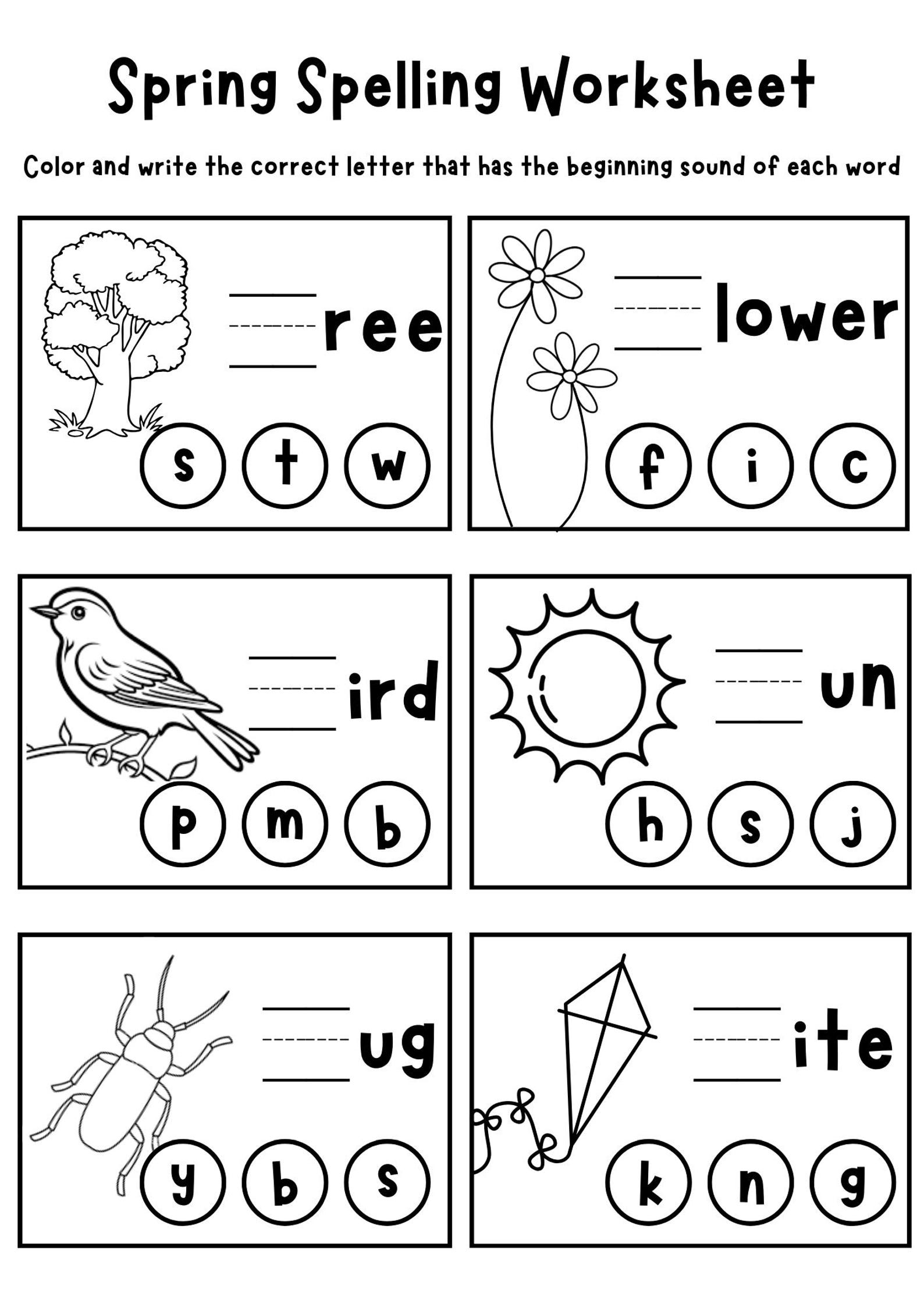 Spring Themed Preschool Worksheets - Etsy