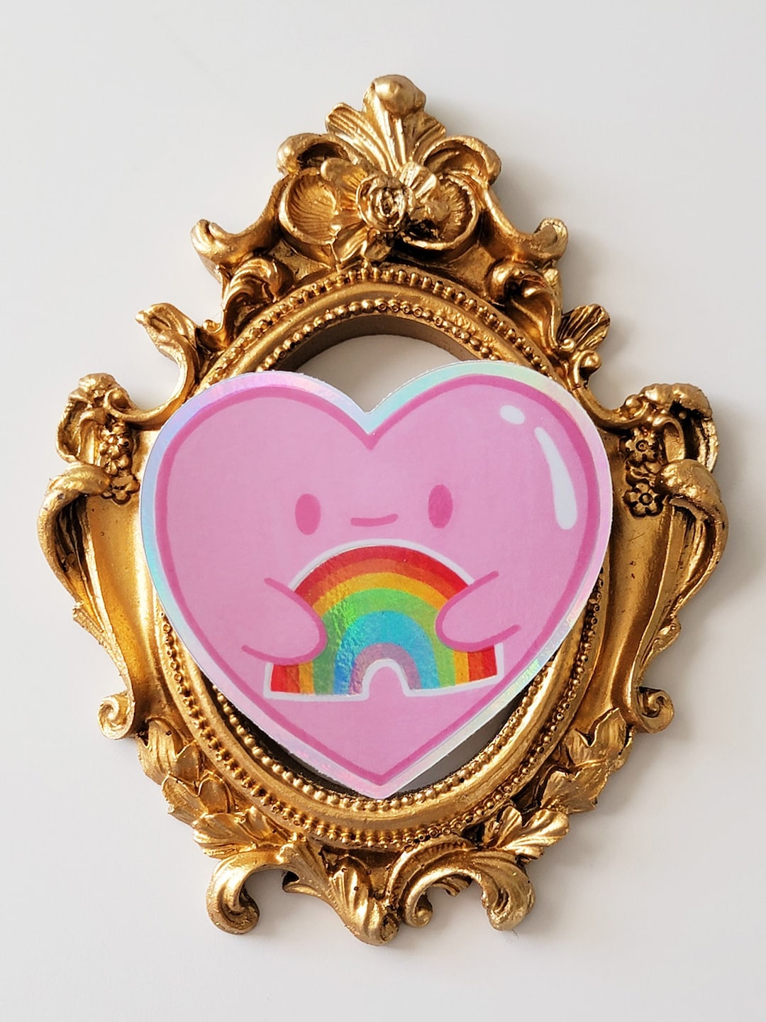 Holo Heart Rainbow Hug Sticker - Etsy