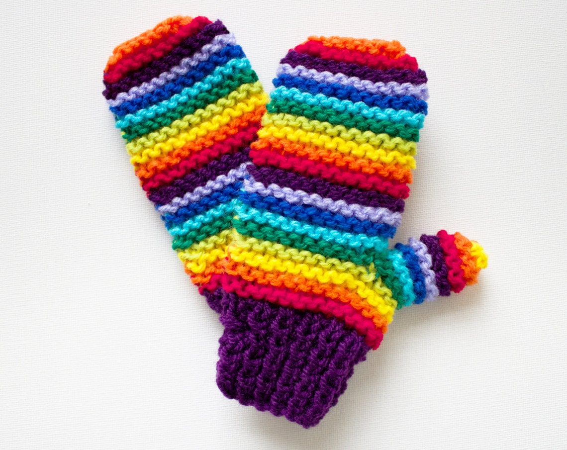 Purple Rainbow Pixie Mittens Colourful Kid's Mittens - Etsy