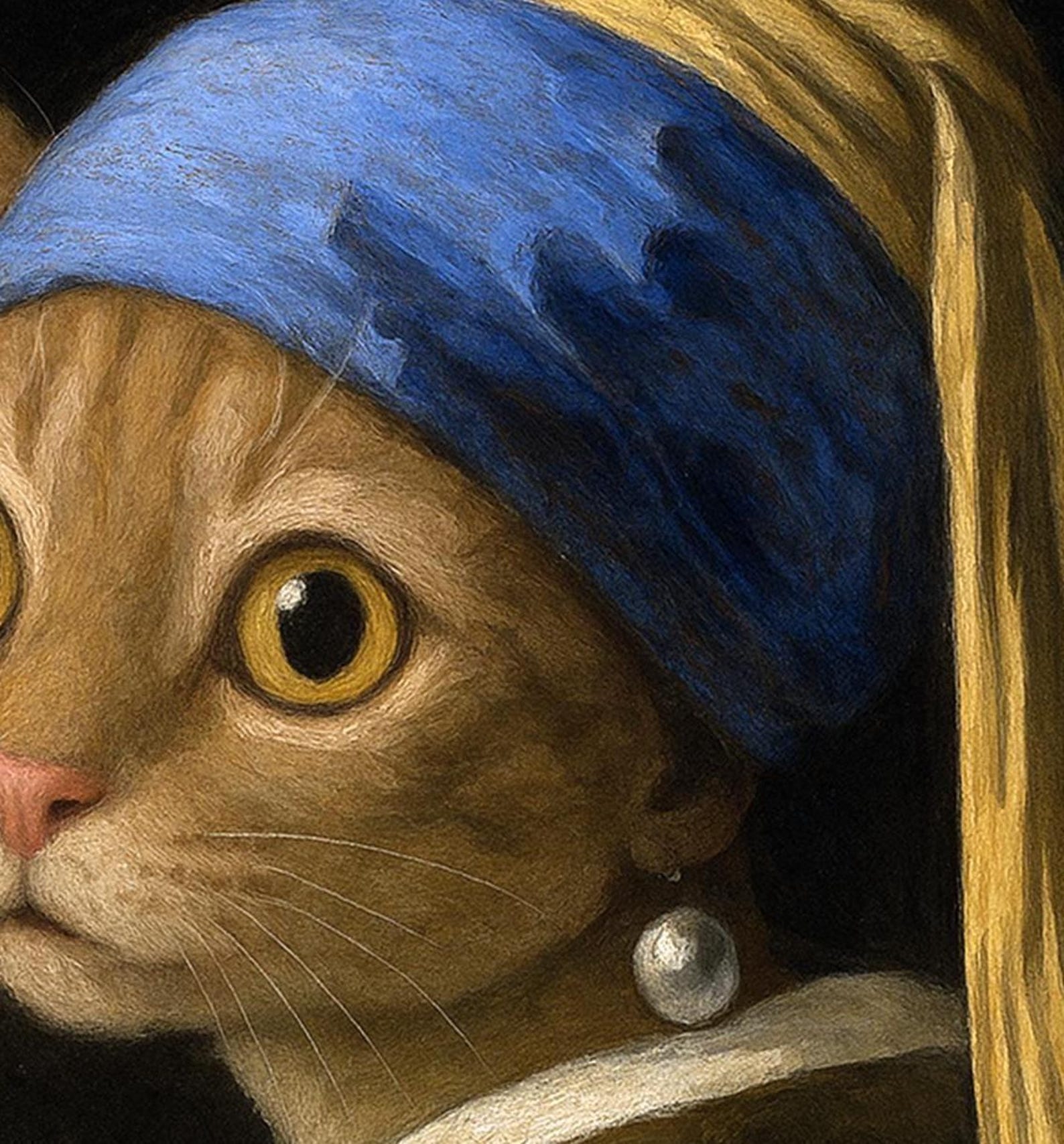 Funny Cat Art Print: Vermeer Parody Portrait (digital Download) - Etsy