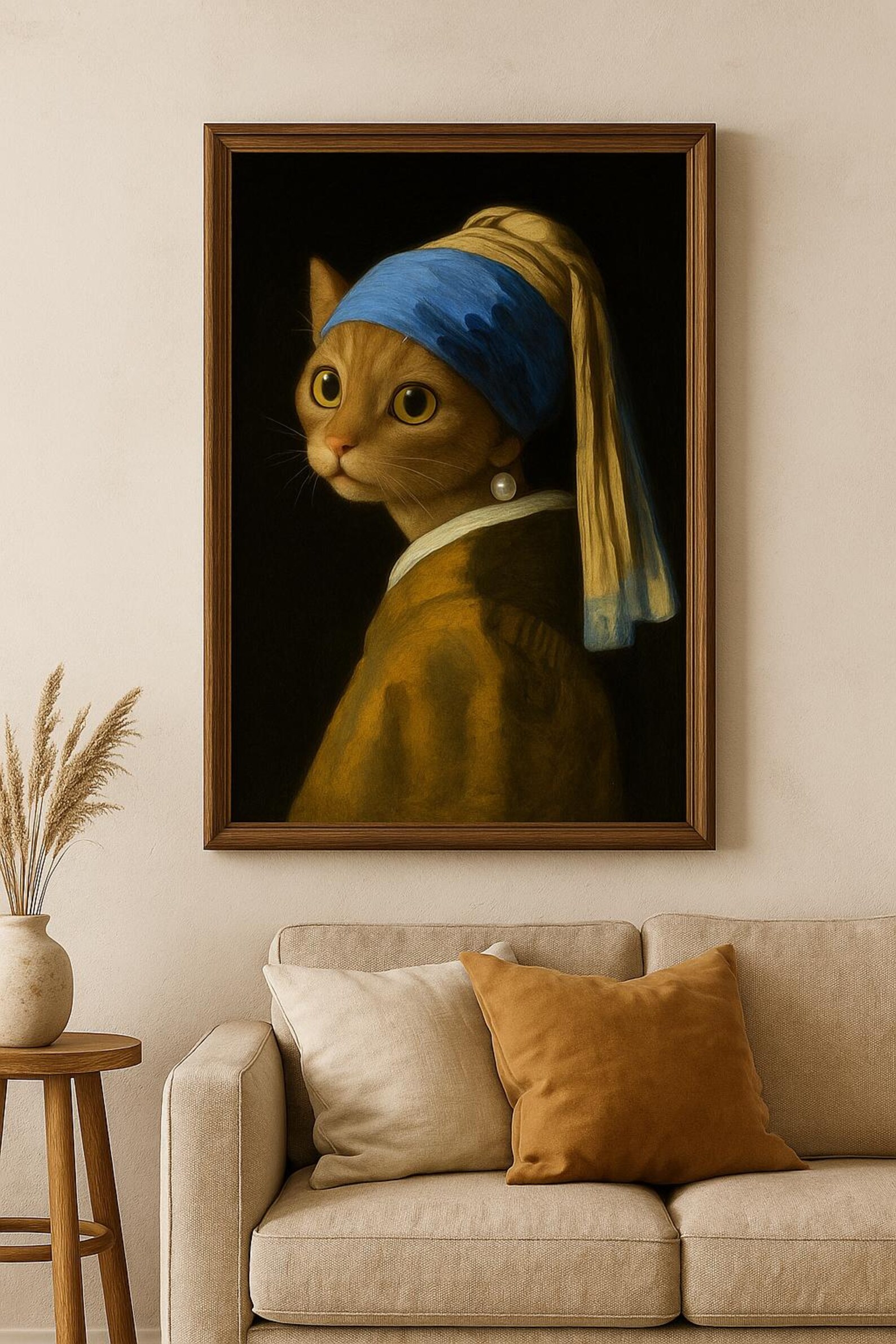 Funny Cat Art Print: Vermeer Parody Portrait (digital Download) - Etsy