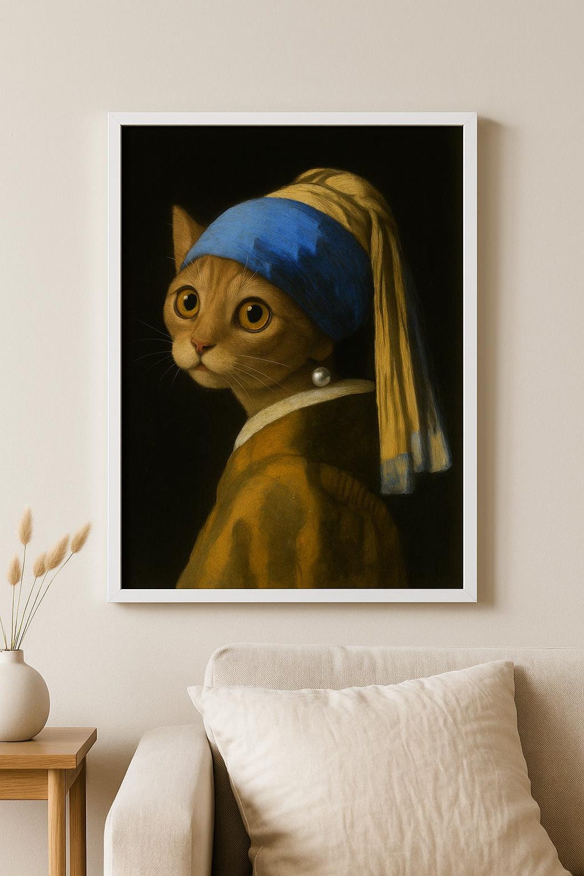 Funny Cat Art Print: Vermeer Parody Portrait (digital Download) - Etsy