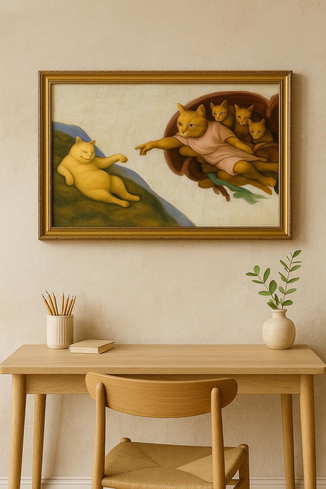The Creation of Cat-dam - Funny Cat Digital Wall Art - Etsy