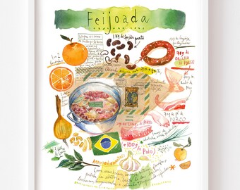 Feijoada Brazilian Food Poster, Brazil Food Print, Latin American Food ...