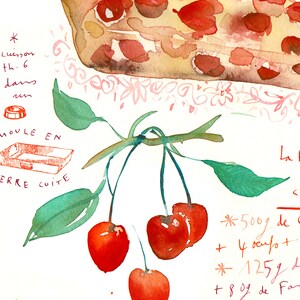 French Cherry Pie Poster, Illustrated Recipe Print, French Kitchen ...