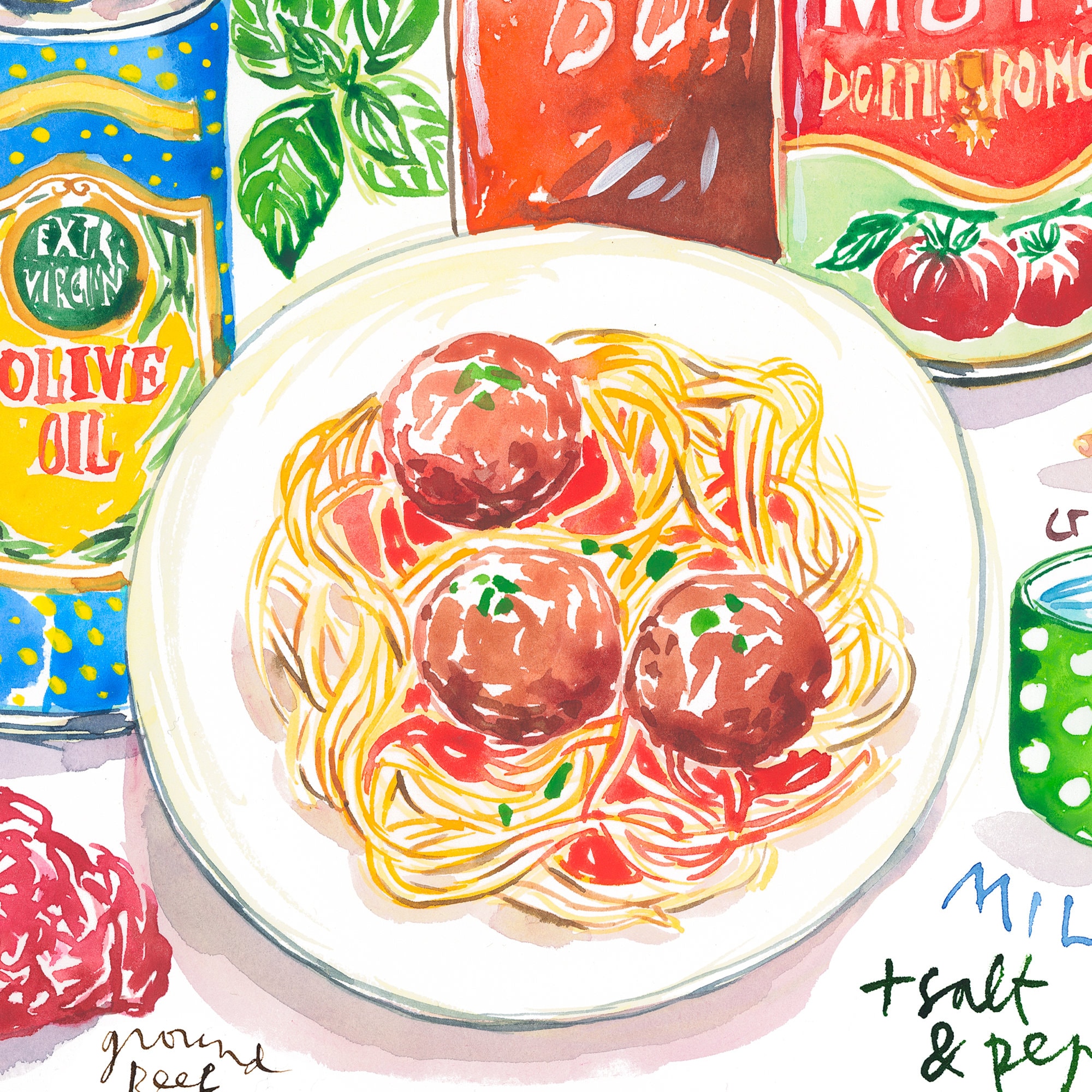 Italian Spaghetti And Meatballs Drawing