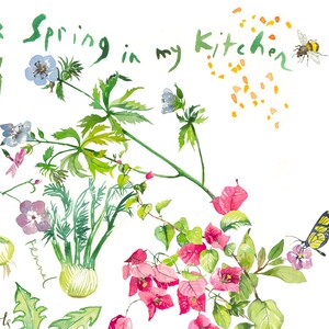 Spring Flower and Vegetable Poster, Botanical Art Print, Watercolor ...