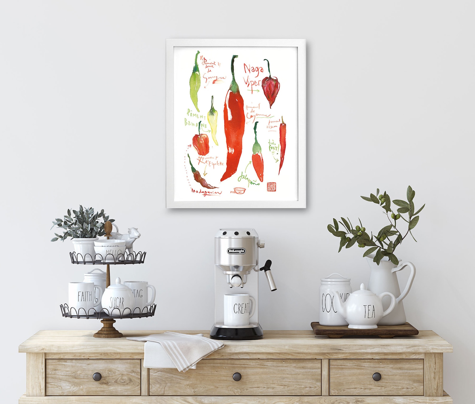 Les piments rouges aquarelle décor cuisine Tex Mex poster - Etsy France