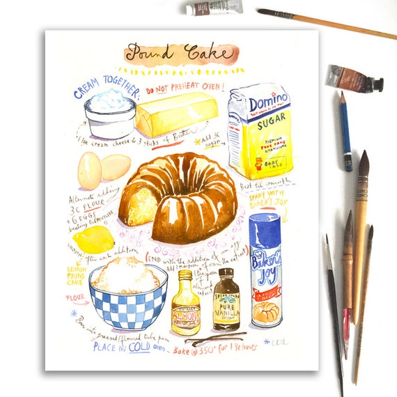 Aquarelle de votre recette préférée Recette illustrée Dessin | Etsy France