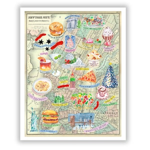 Custom Food Map Print, Watercolor Painting, State Map Poster ...