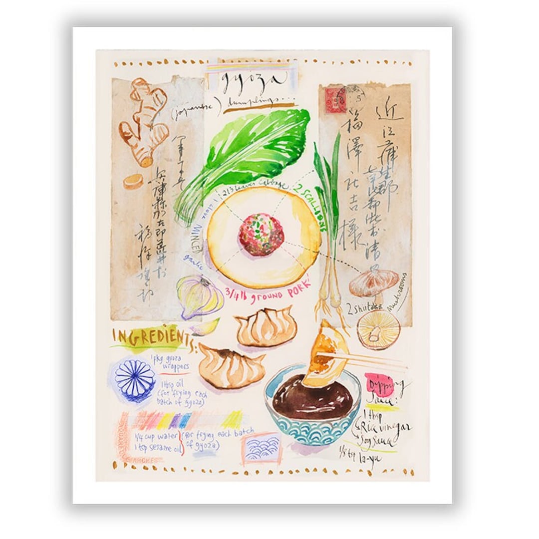Dumpling Poster Signed Art Print Japanese Recipe Artwork - Etsy