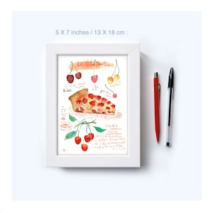 French Cherry Pie Poster, Illustrated Recipe Print, French Kitchen ...