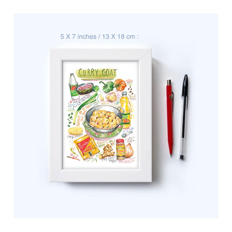 Jamaican Curry Goat Recipe Art Print: Caribbean Kitchen Wall Decor - Etsy