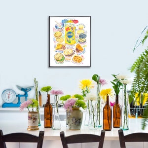 Arepas Recipe Print, Watercolor South American Kitchen Wall Art ...
