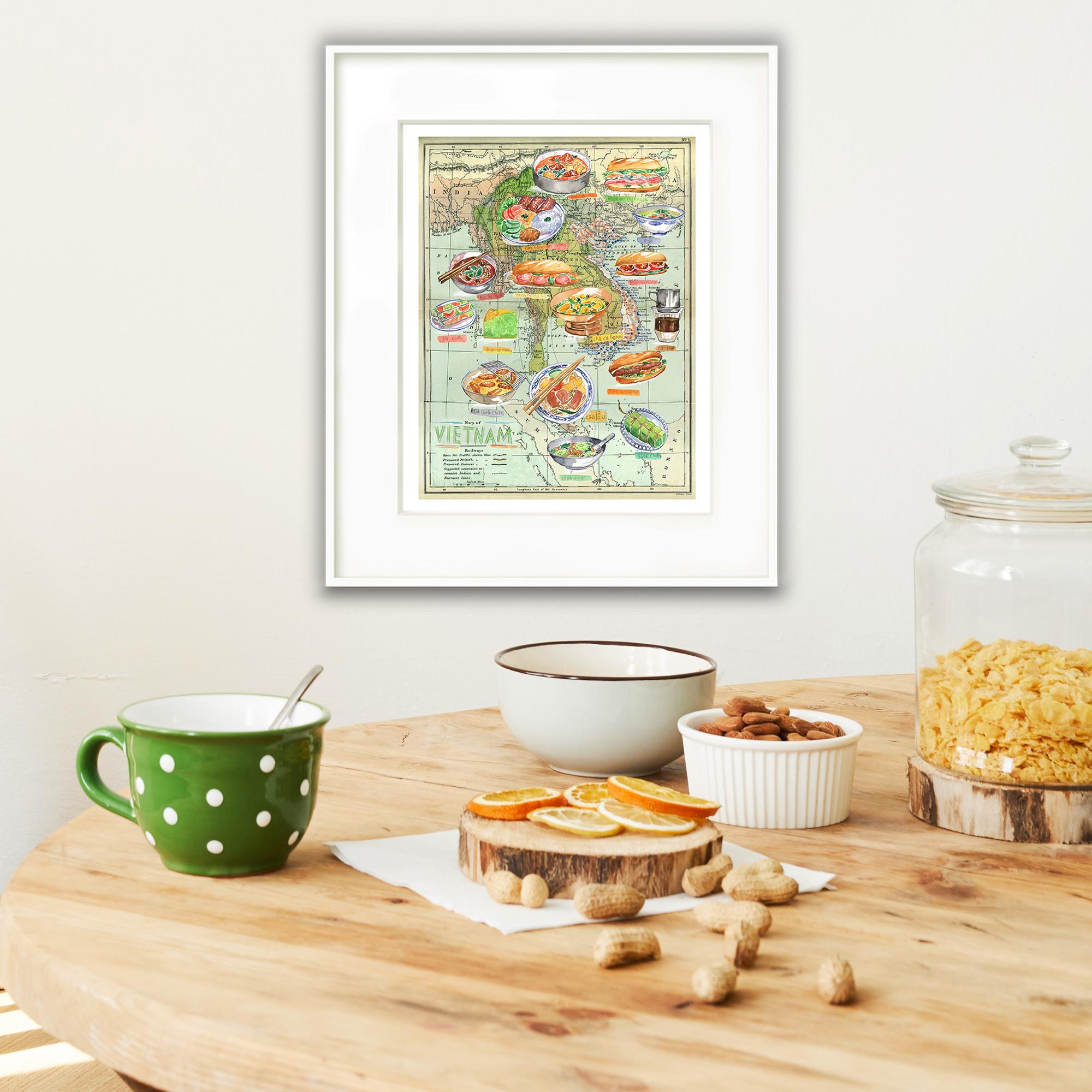 Vietnam Food Map Art Print: Watercolor Asian Cuisine Kitchen Decor - Etsy