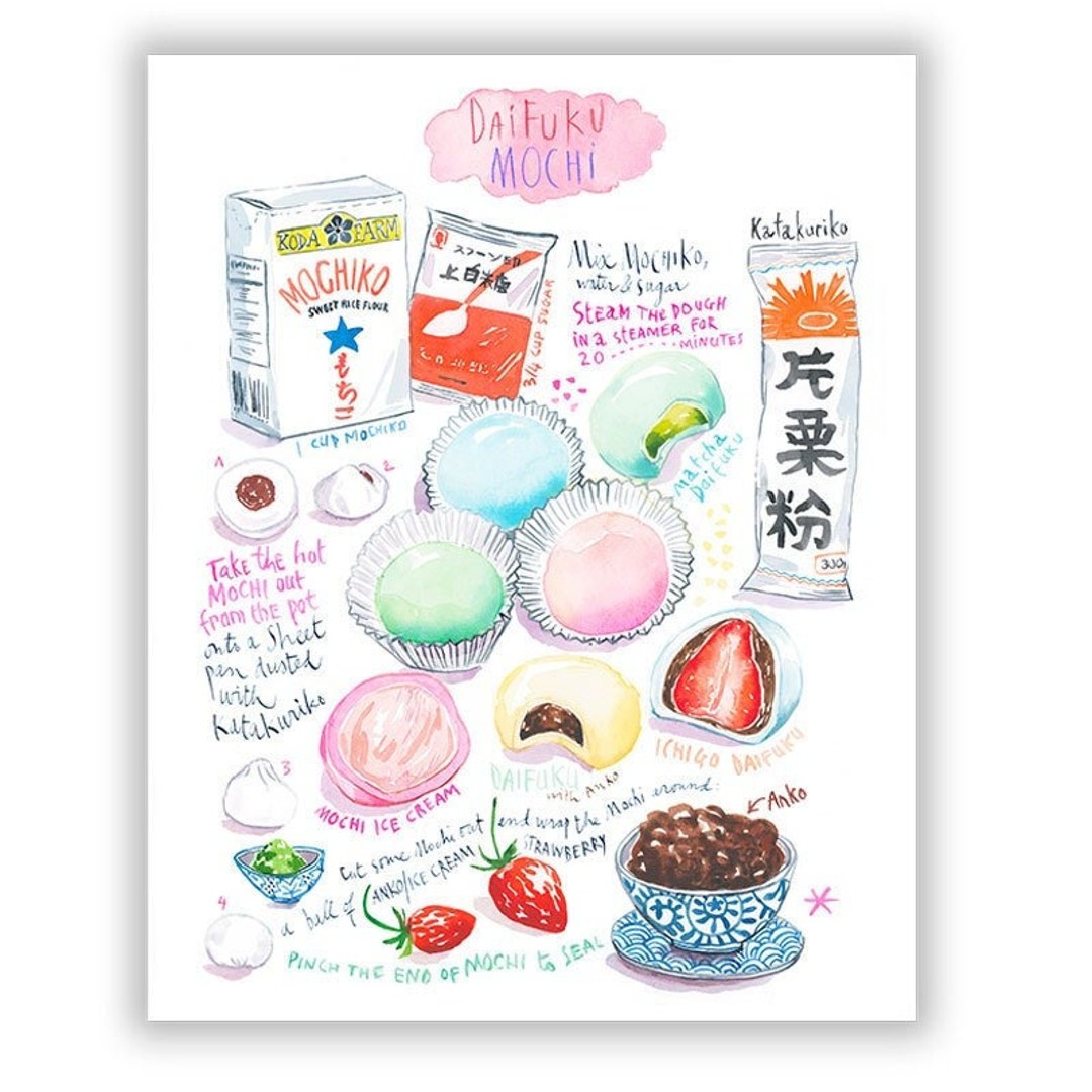 Mochi Recipe Print Japanese Kitchen Wall Art Pastel Home - Etsy