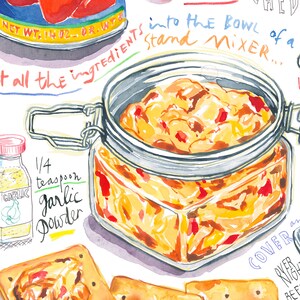 Pimento Cheese Recipe Print, Southern Cuisine Poster, Colorful Kitchen ...