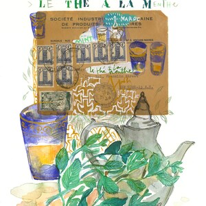 Fresh Mint Tea Print, Peppermint Tea Poster, Watercolor Painting ...