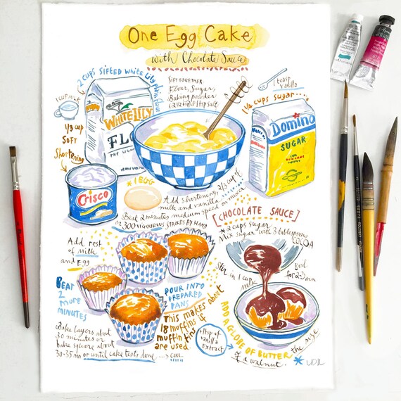 Home Décor Prints Recipe Digital Illustration Food Recipe Illustration ...