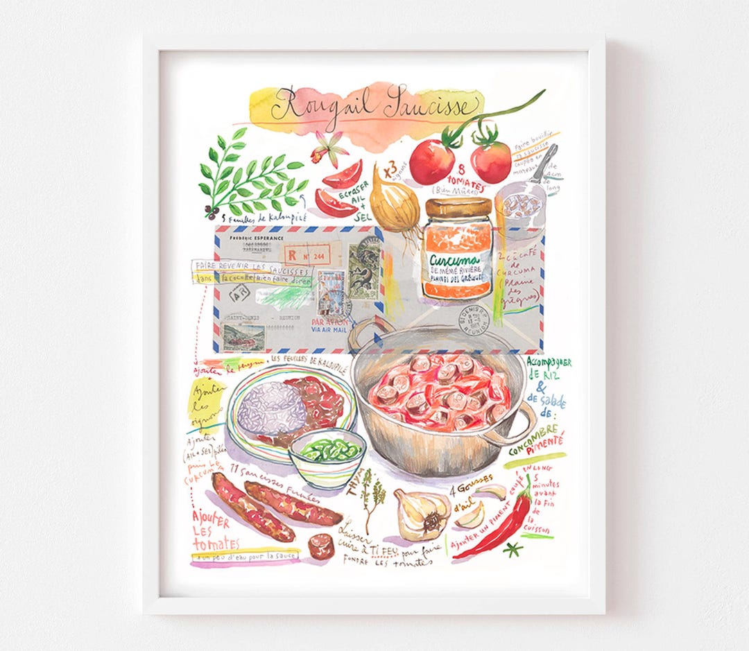 Creole Recipe Fine Art Print, Malagasy Kitchen Decor, Mauritius Food ...