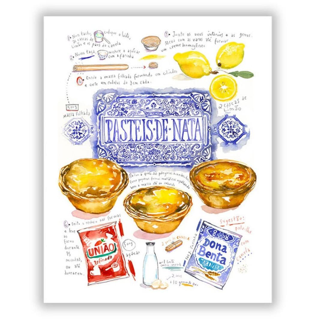 Pastel De Nata Print, Portugal Gift, Portuguese Writing Poster ...