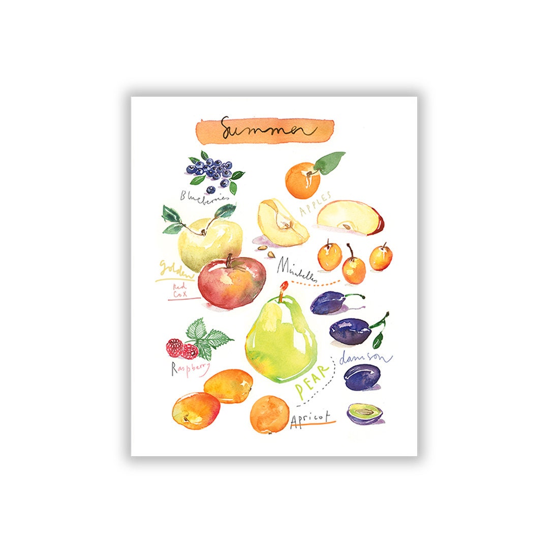 Set of 4 Fruit Prints Seasonal Food Poster Watercolor - Etsy UK