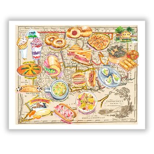 Custom Food Map Print, Watercolor Painting, State Map Poster ...